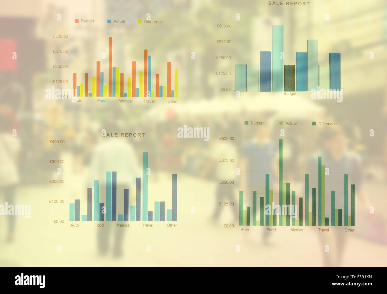 Financial paper charts and graphs.Blur people background Stock Photo ...