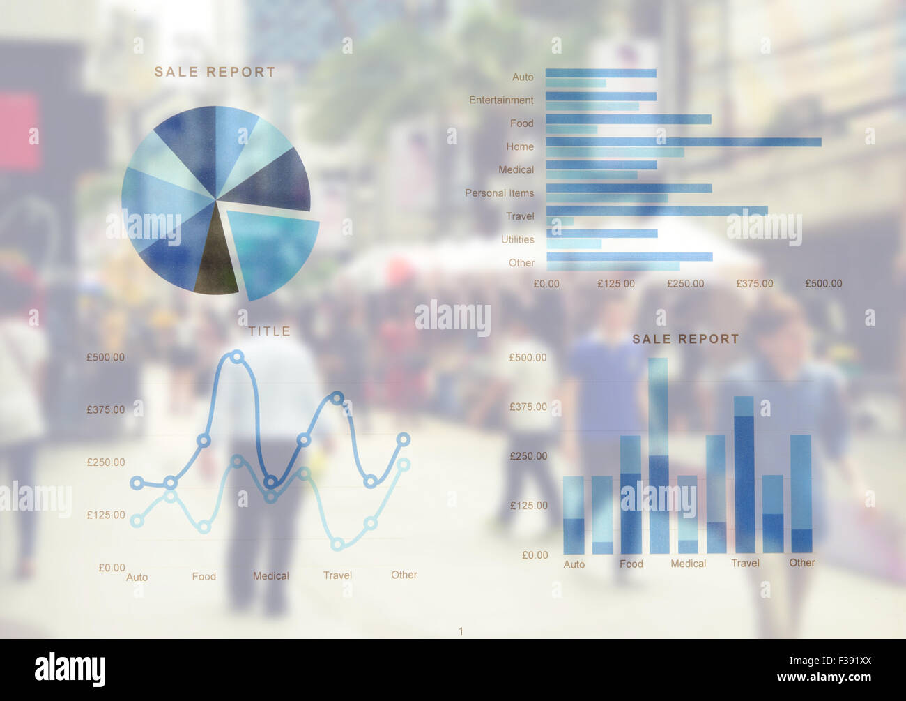 Financial paper charts and graphs.Blur people background Stock Photo ...