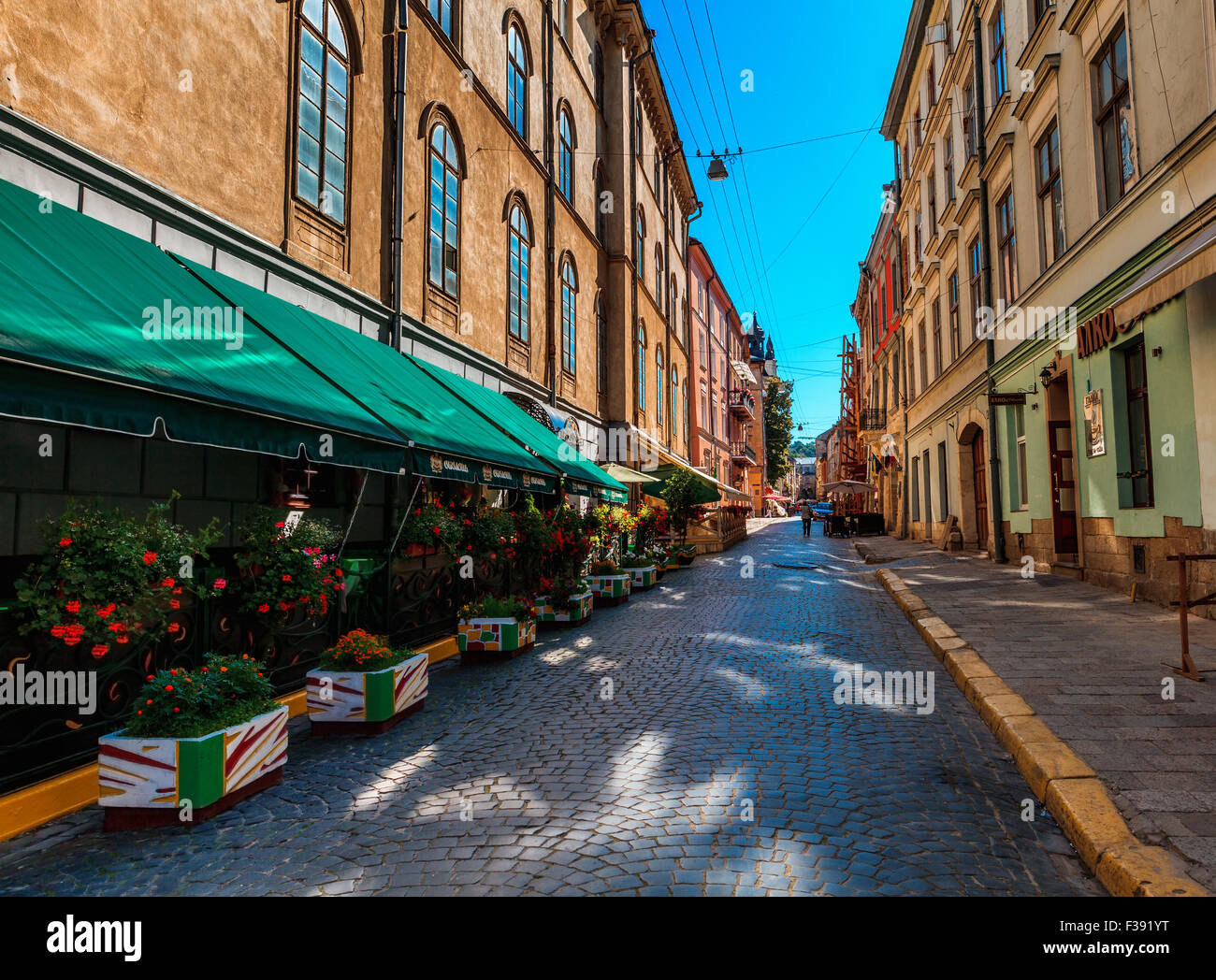 urban landscape, street of the historic Lviv center Stock Photo - Alamy
