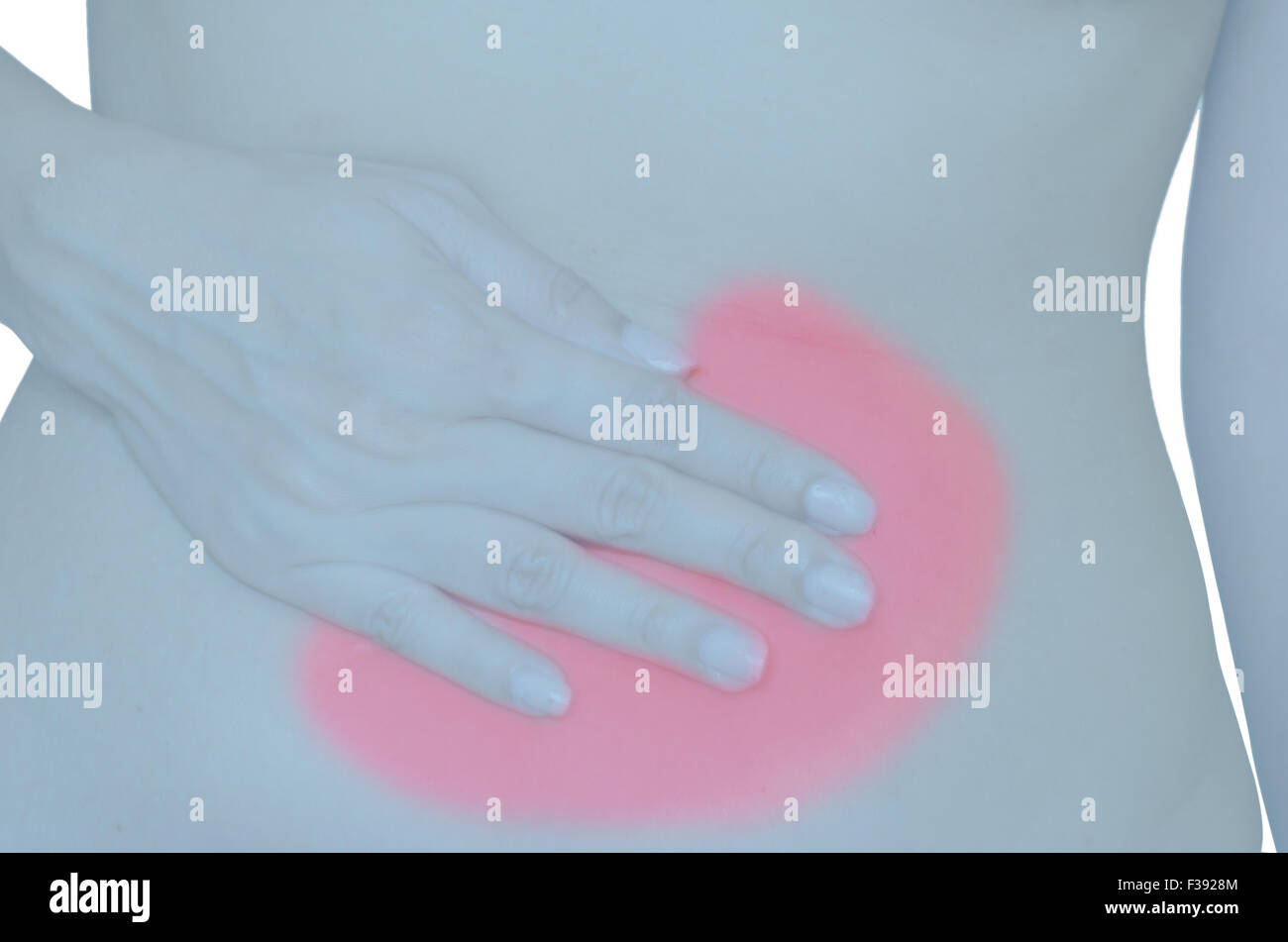 Stomachache, touching with one hand Stock Photo - Alamy