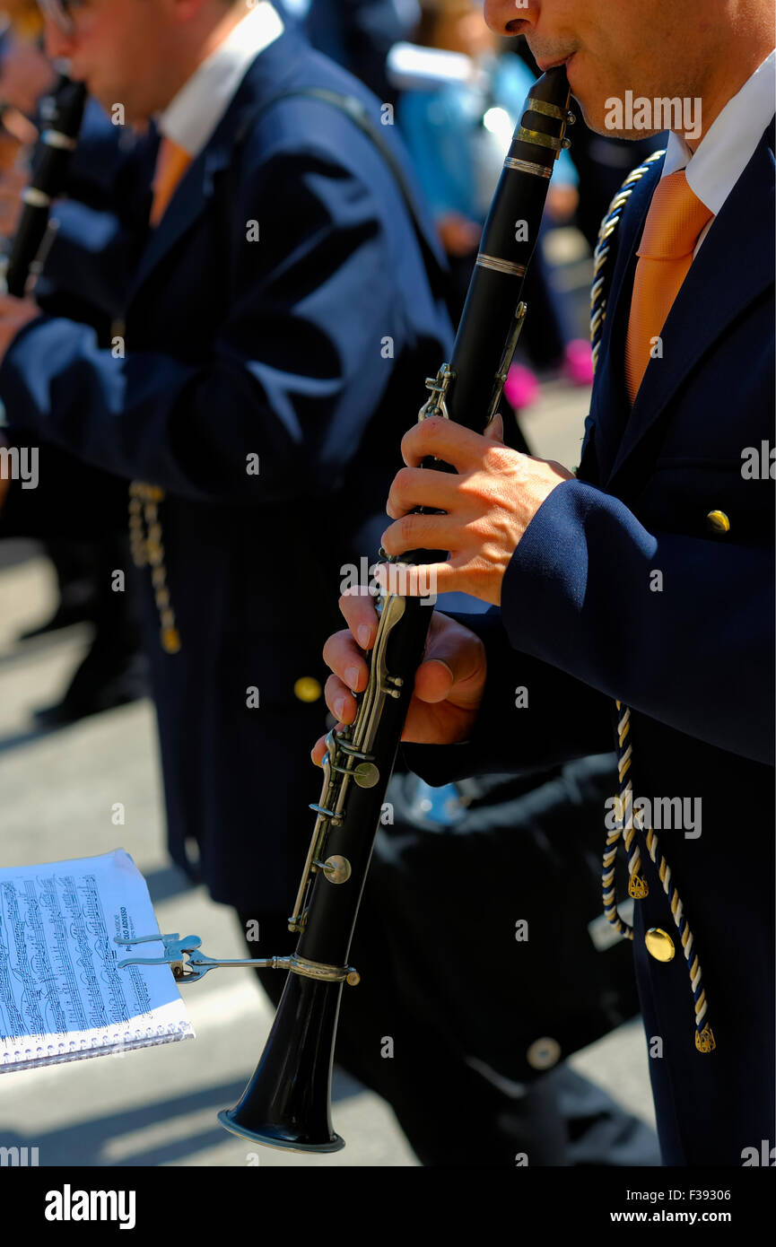 musician playing a clarinet during the patron feast Stock Photo - Alamy