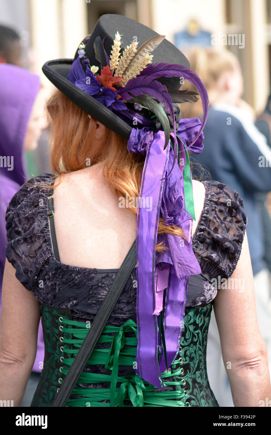 Female Morris Dancers hat and costume with ribbon and corset at the ...