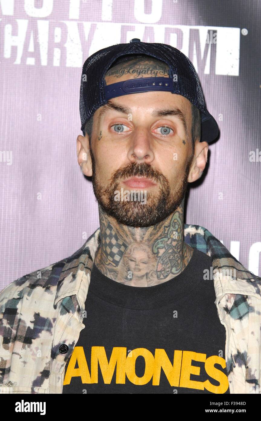 Buena Park, CA. 1st Oct, 2015. Travis Barker at arrivals for Knott's ...