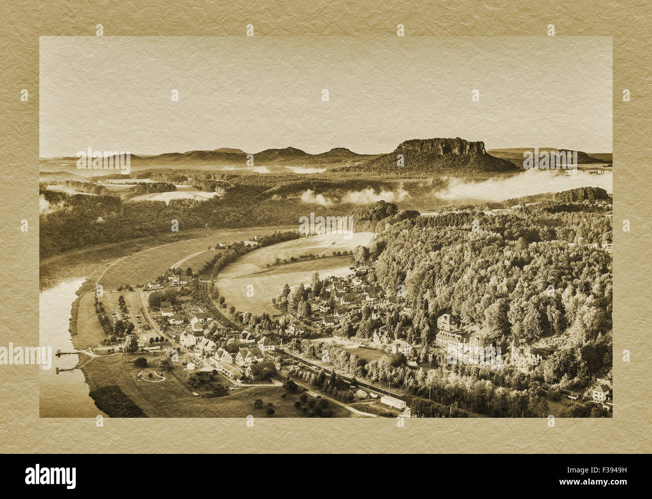 View to the Table Mountain Lilienstein in the national park Saxony ...