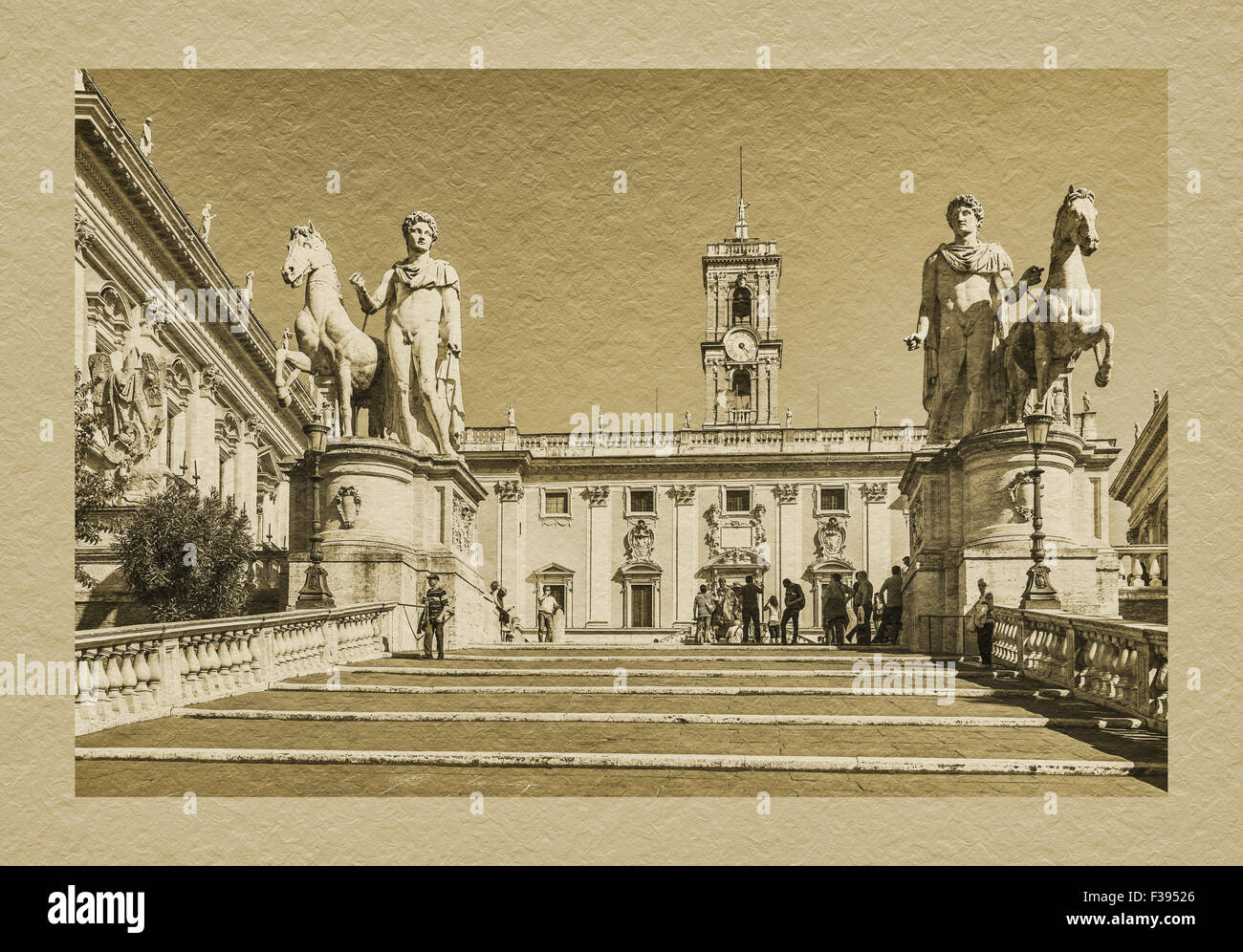 By Michelangelo designed ramp stairs (cordonata) to the Piazza del ...