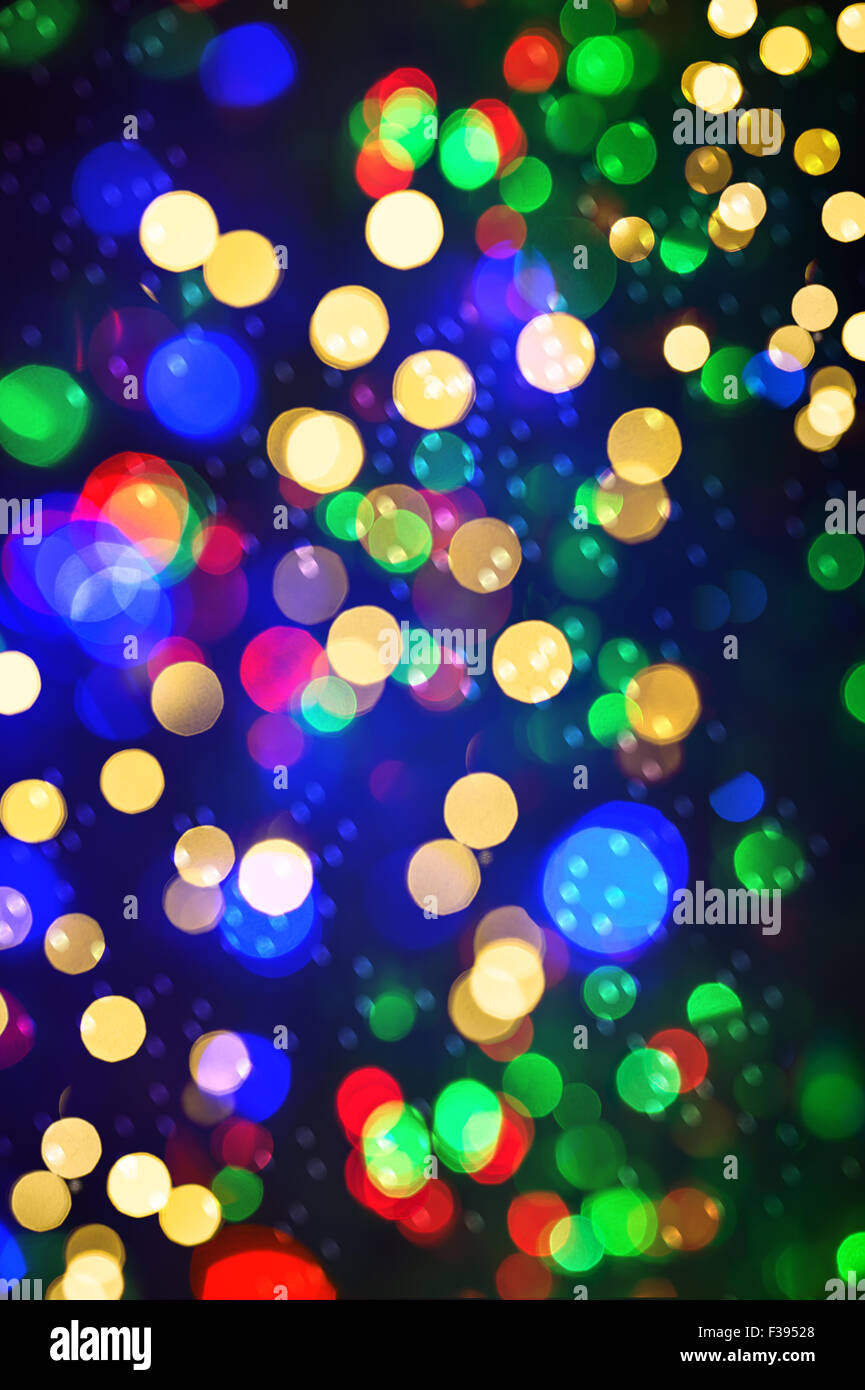 Defocused lights from christmas decorations. Abstract shiny multicolor ...