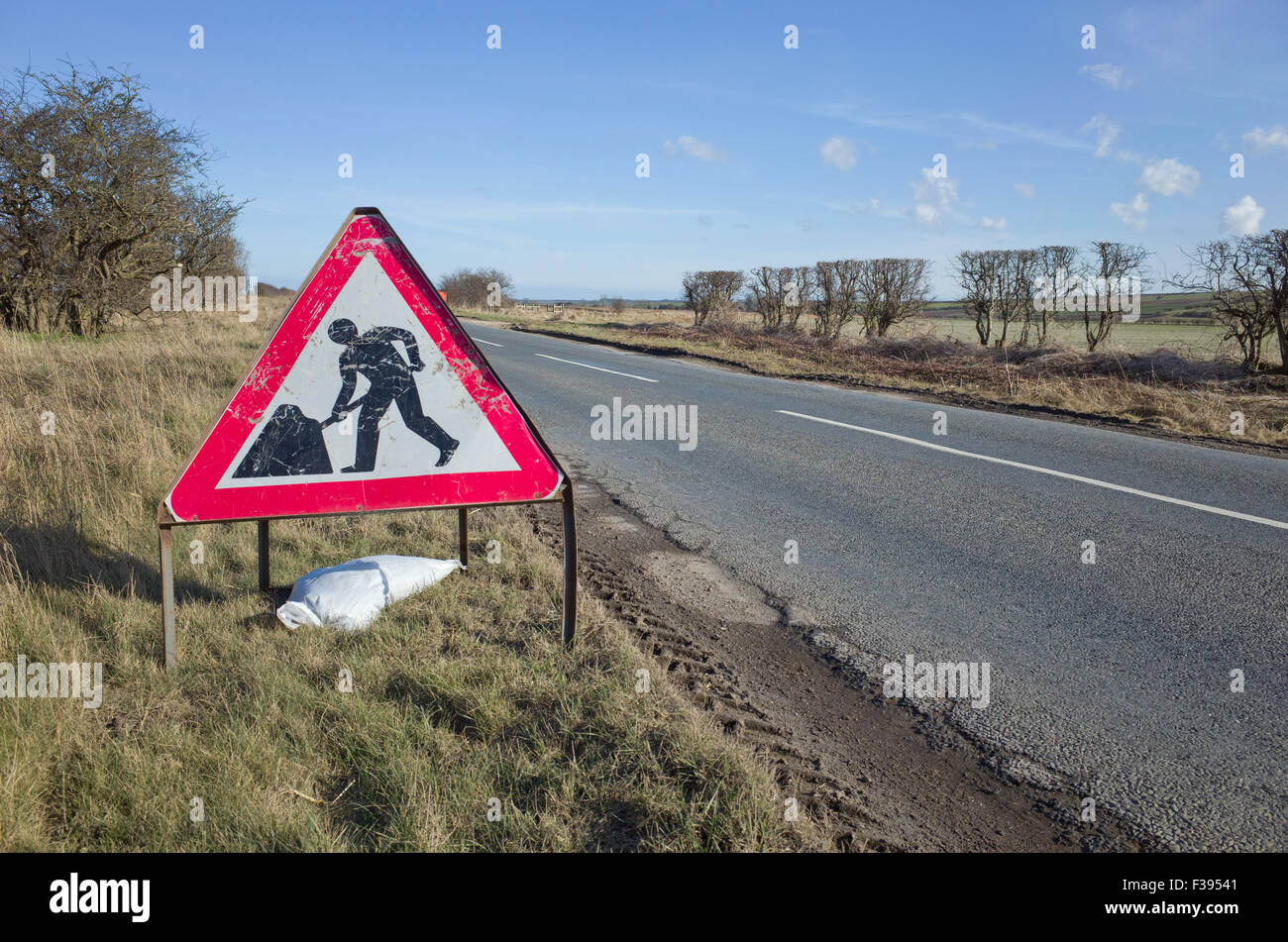 Road works warning sign hi-res stock photography and images - Alamy