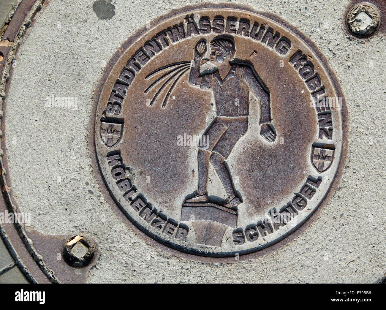 Koblenz, Germany, manhole cover, water supply Stock Photo - Alamy