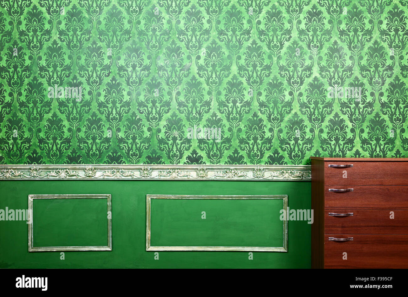 Interior of green room with rococo elements. Furniture. Antique royal ...