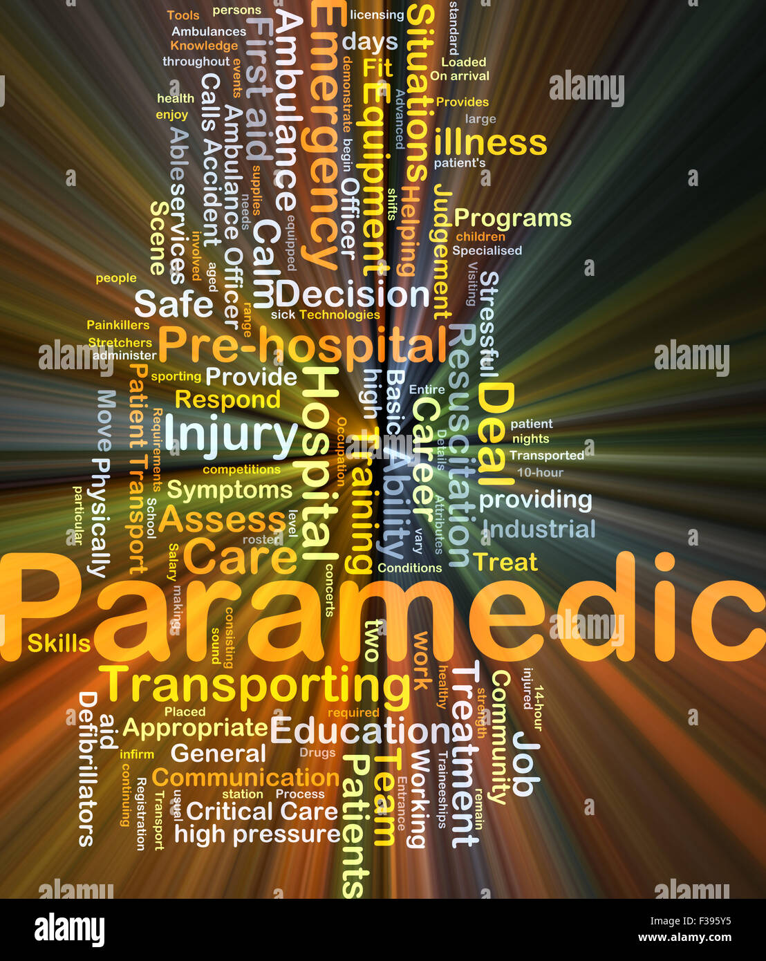 Background concept wordcloud illustration of paramedic glowing light ...