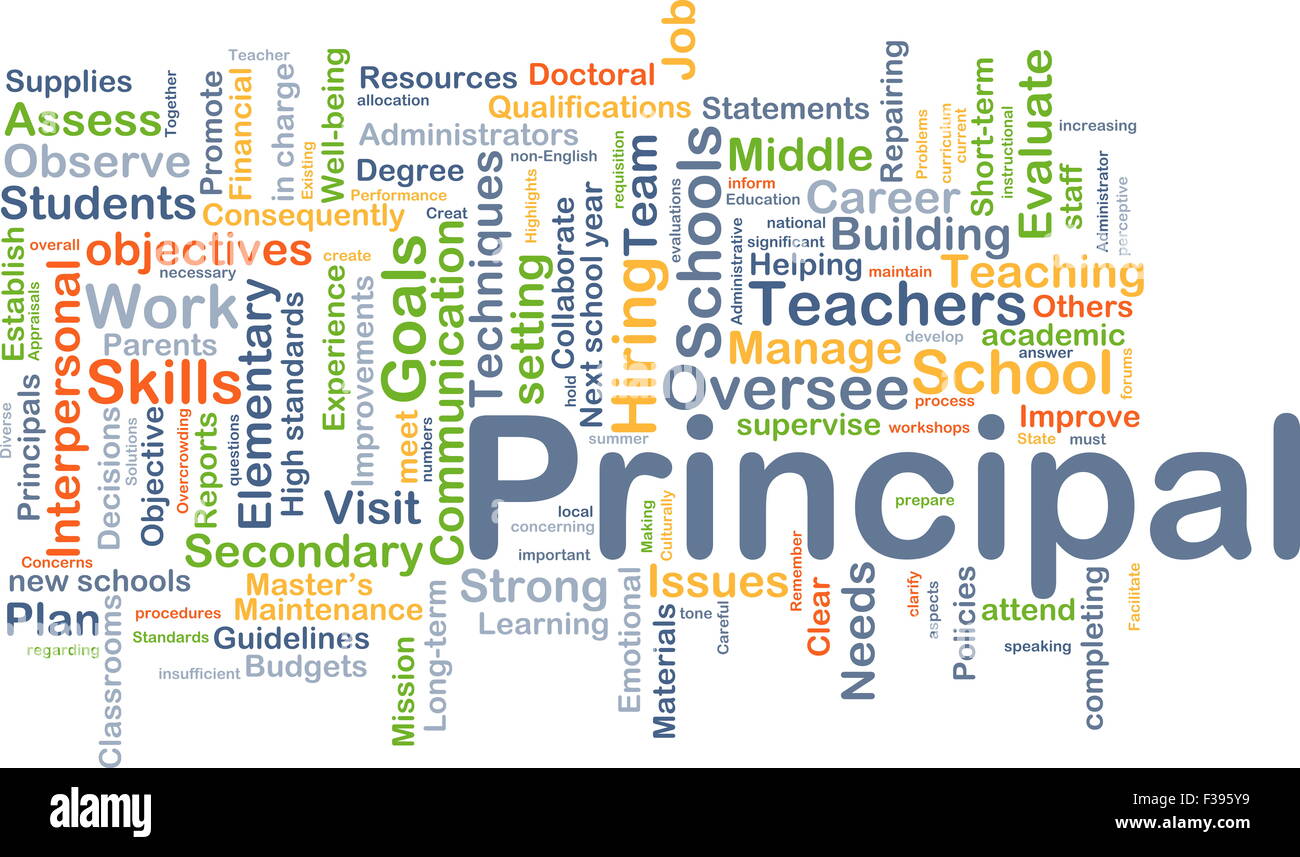 Background concept wordcloud illustration of principal Stock Photo - Alamy