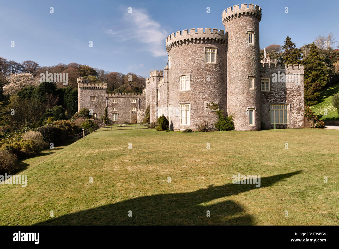 Caerhays Castle, Saint Austell, Cornwall, UK, built c.1810. The gardens ...