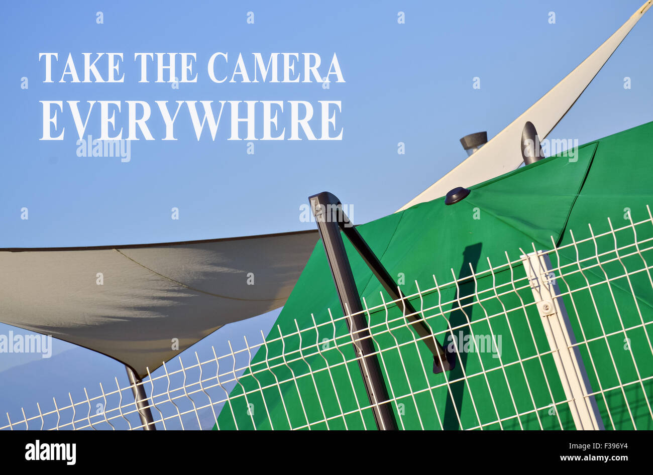 Simple composition with text message Take the Camera Everywhere Stock ...