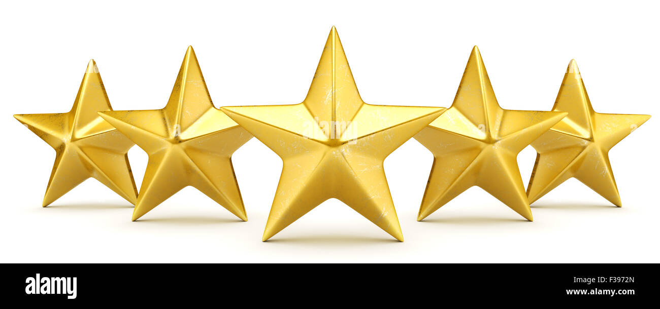 Five star rating - shiny golden stars Stock Photo - Alamy