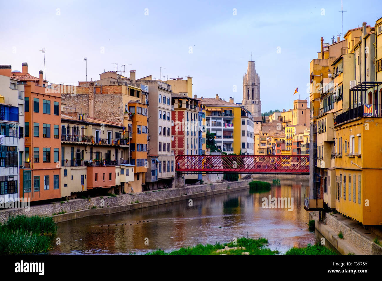 Panoramic of Girona and Onyar river, Catalonia, Spain Stock Photo - Alamy