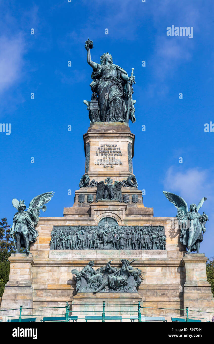 Niederwald memorial, statue of Germania, overlooking the Rhine valley ...