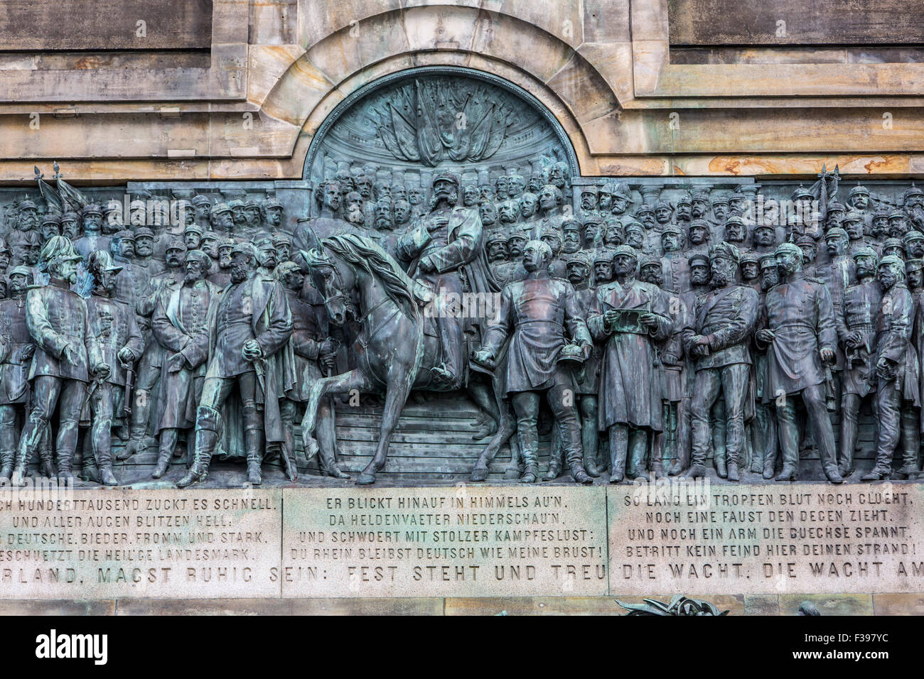 Niederwald memorial, statue of Germania, overlooking the Rhine valley ...