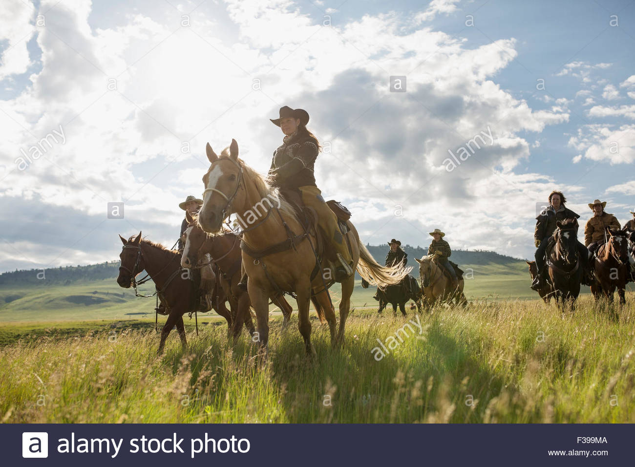 Young Cowgirl Horseback Riding In High Resolution Stock Photography and ...
