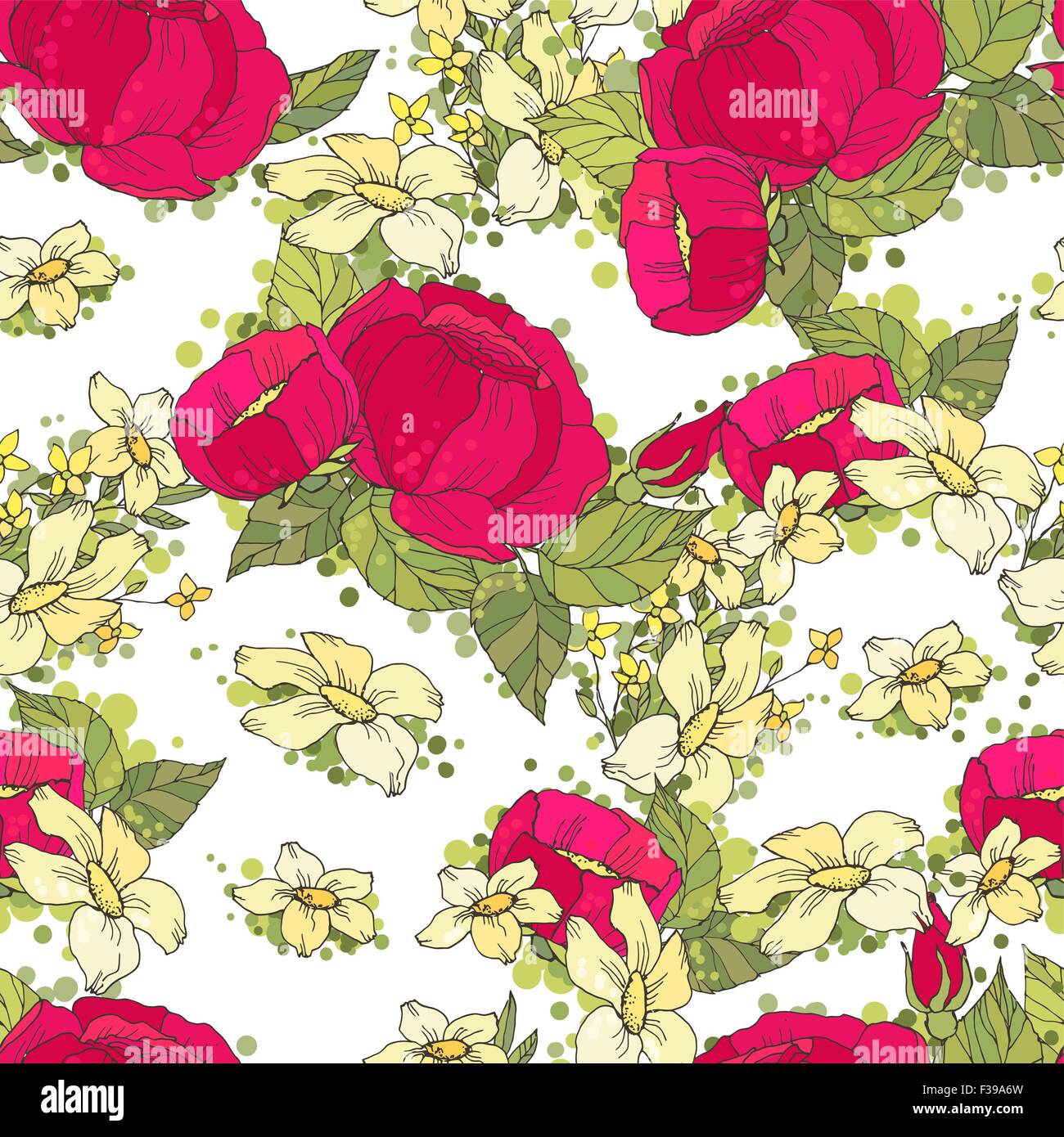 Seamless pattern with red peonies Stock Vector Image & Art - Alamy