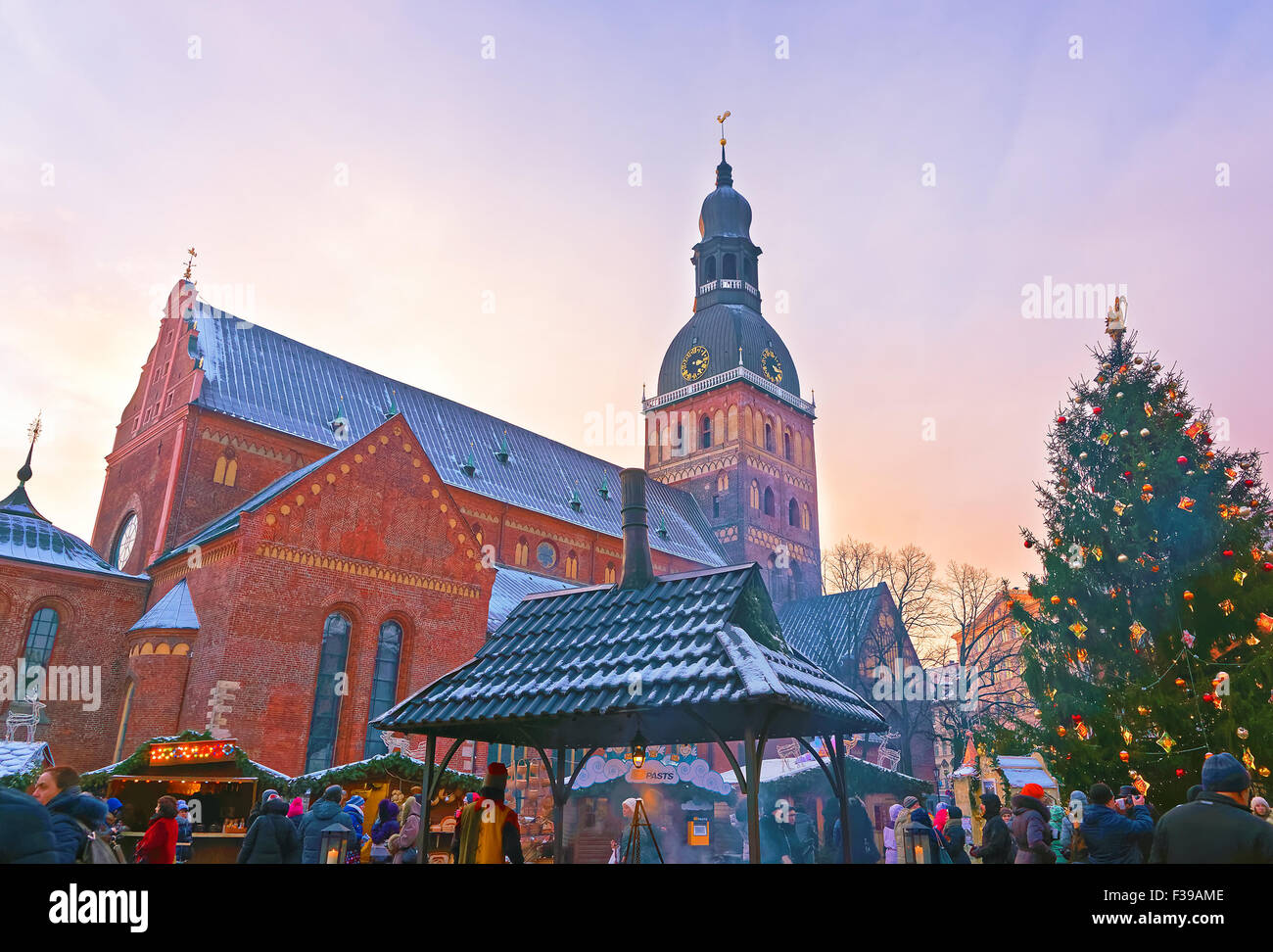 RIGA, LATVIA - DECEMBER 28, 2014: Christmas atmosphere at the Christmas ...