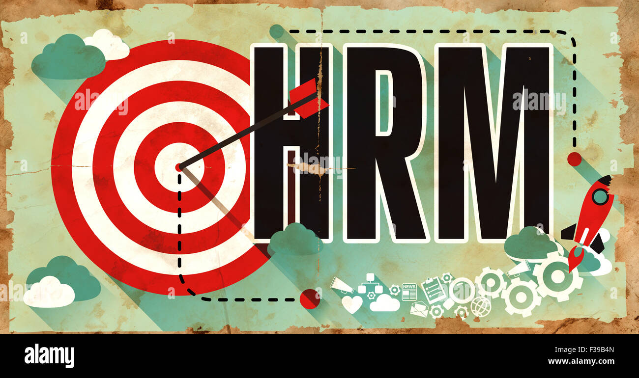HRM Concept. Poster on Old Paper in Flat Design with Long Shadows Stock ...