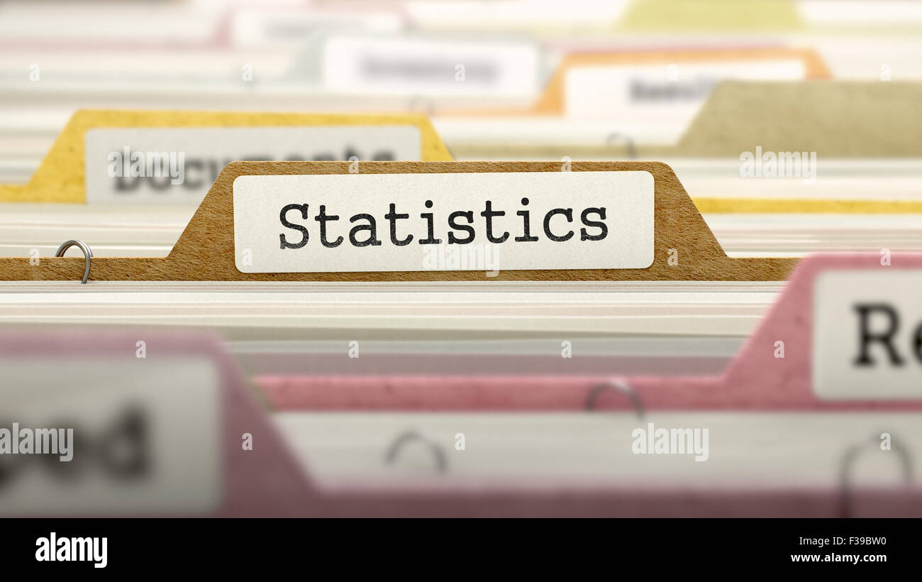 Statistics Concept on Folder Register in Multicolor Card Index. Closeup ...