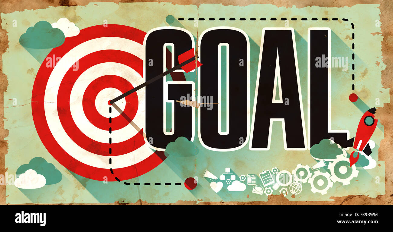GOAL on Grunge Poster with Long Shadows. Business Concept Stock Photo ...
