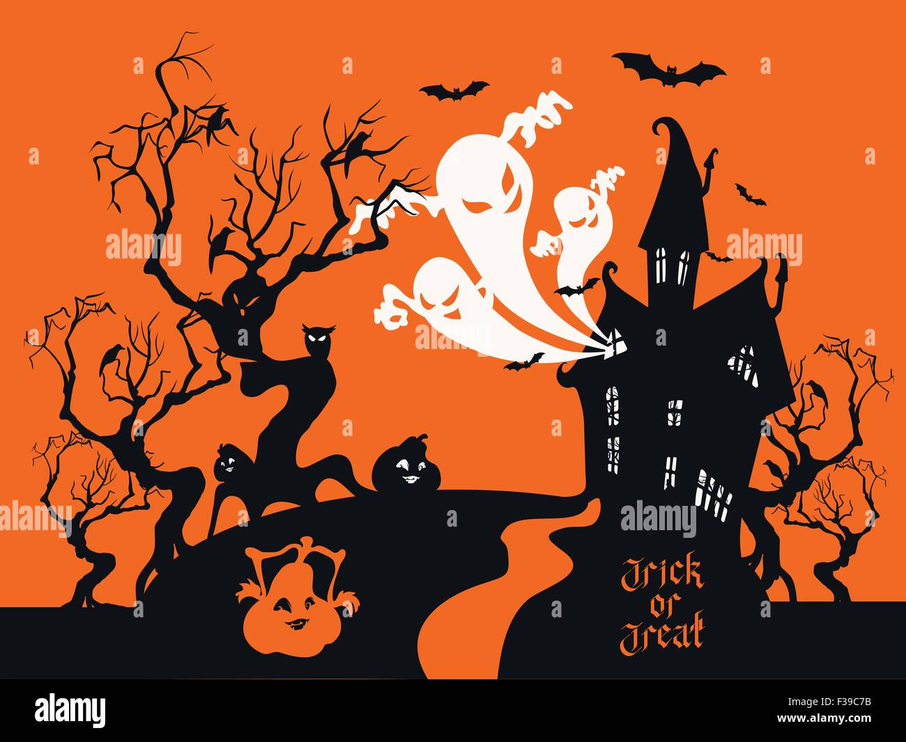 Spooky House Trick Or Treat card design Stock Vector Image & Art - Alamy