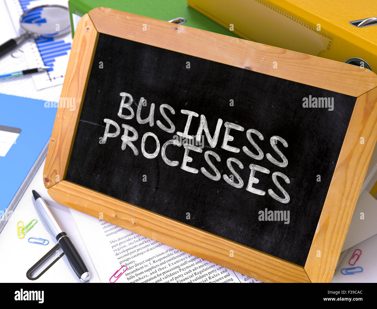 Hand Drawn Business Processes Concept on Chalkboard. Blurred Background ...