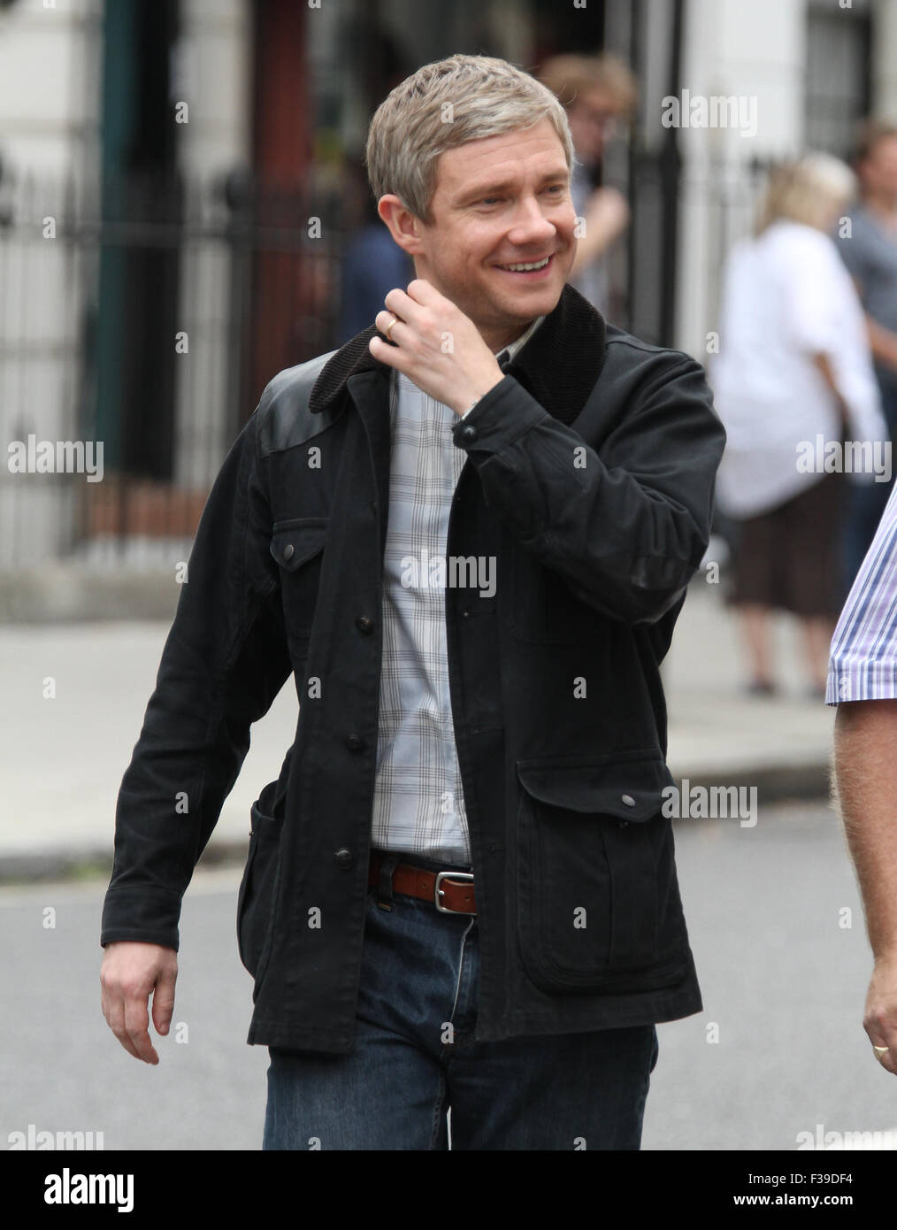 Martin Freeman filming scenes for Sherlock in London Stock Photo - Alamy