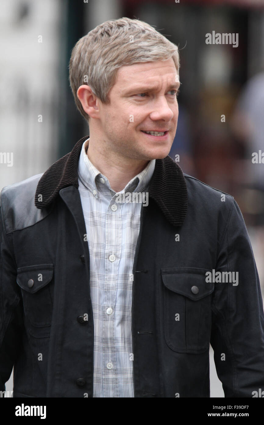 Martin Freeman filming scenes for Sherlock in London Stock Photo - Alamy