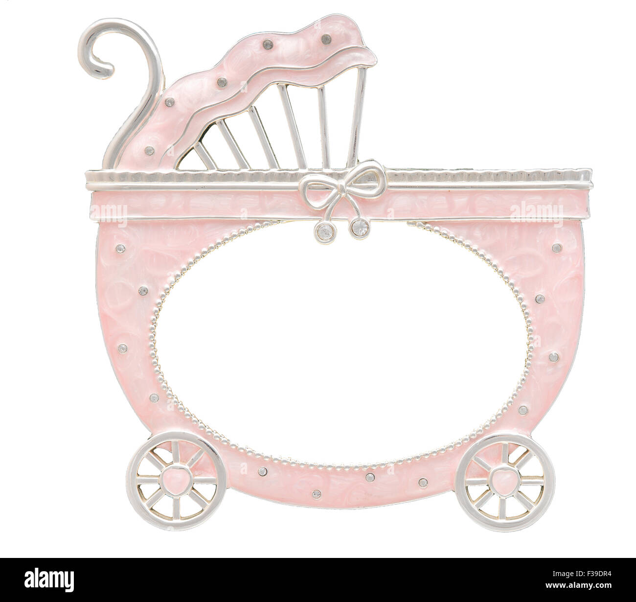 A baby carriage shaped photo frame isolated on a white background. Can ...