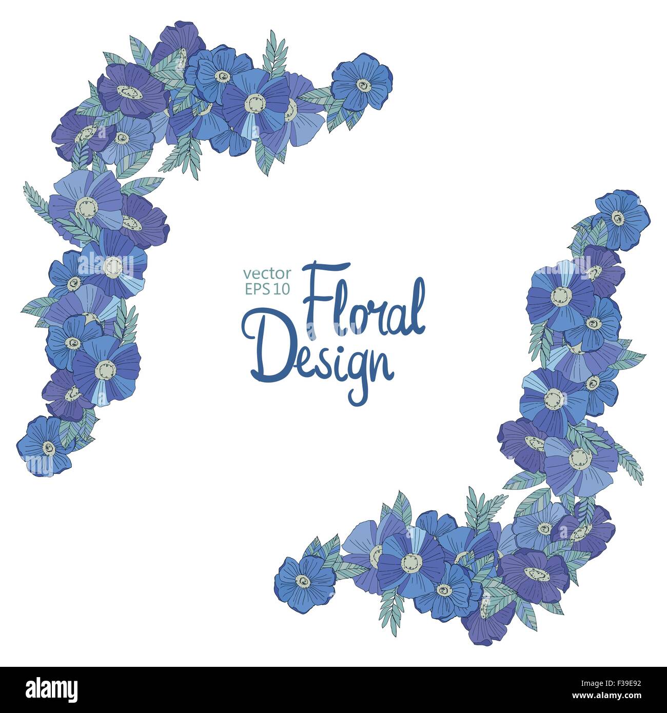 Blue floral border made with wildflowers Stock Vector Image & Art - Alamy