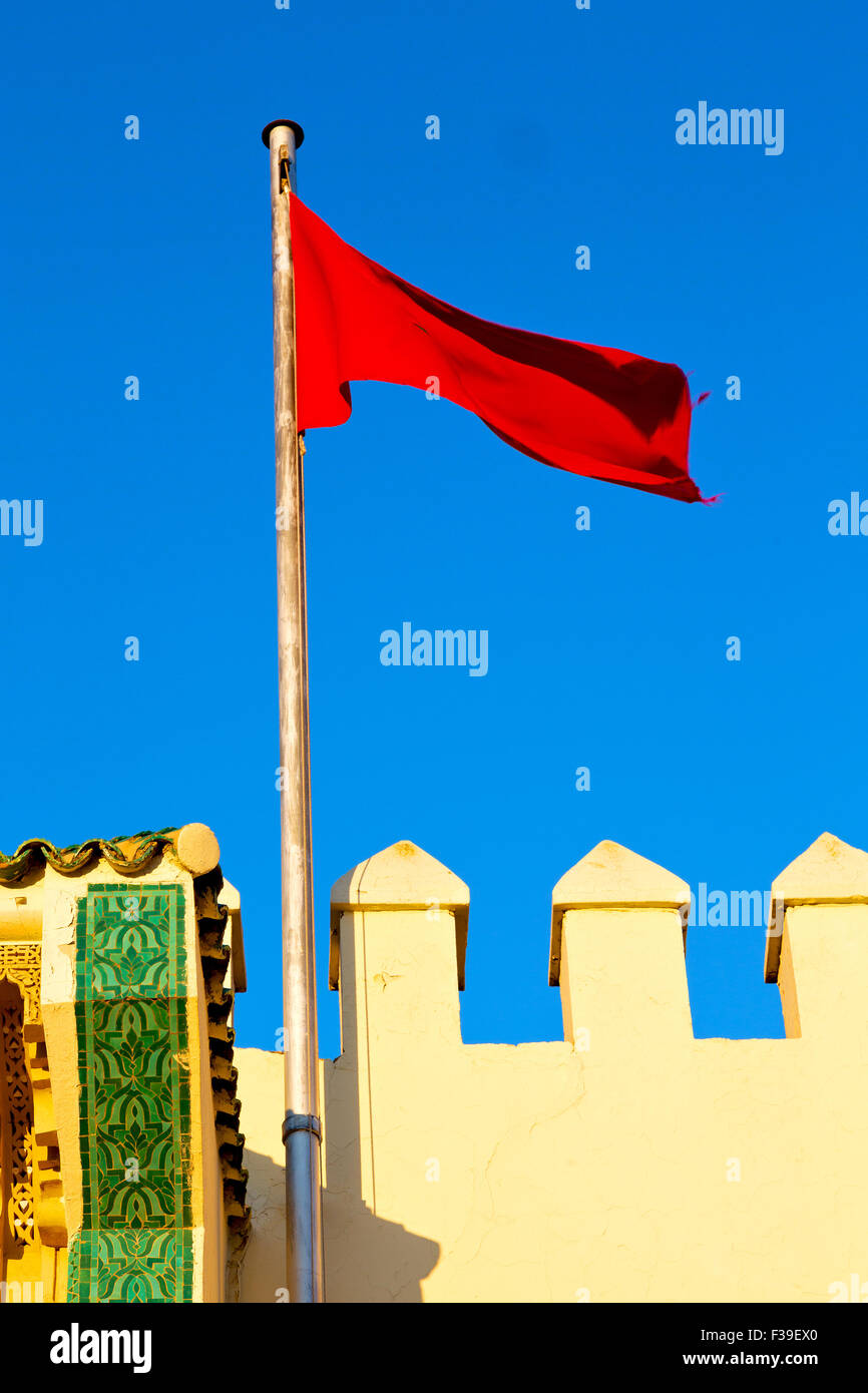 waving flag in the blue sky tunisia colour and wave battlements Stock ...