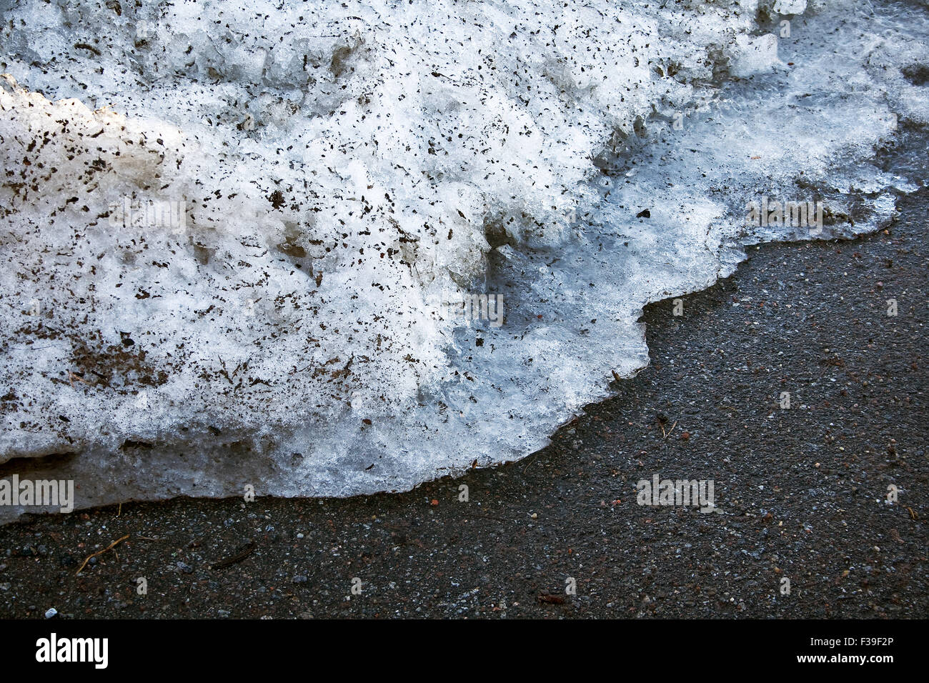 Melting snow on the road Stock Photo - Alamy