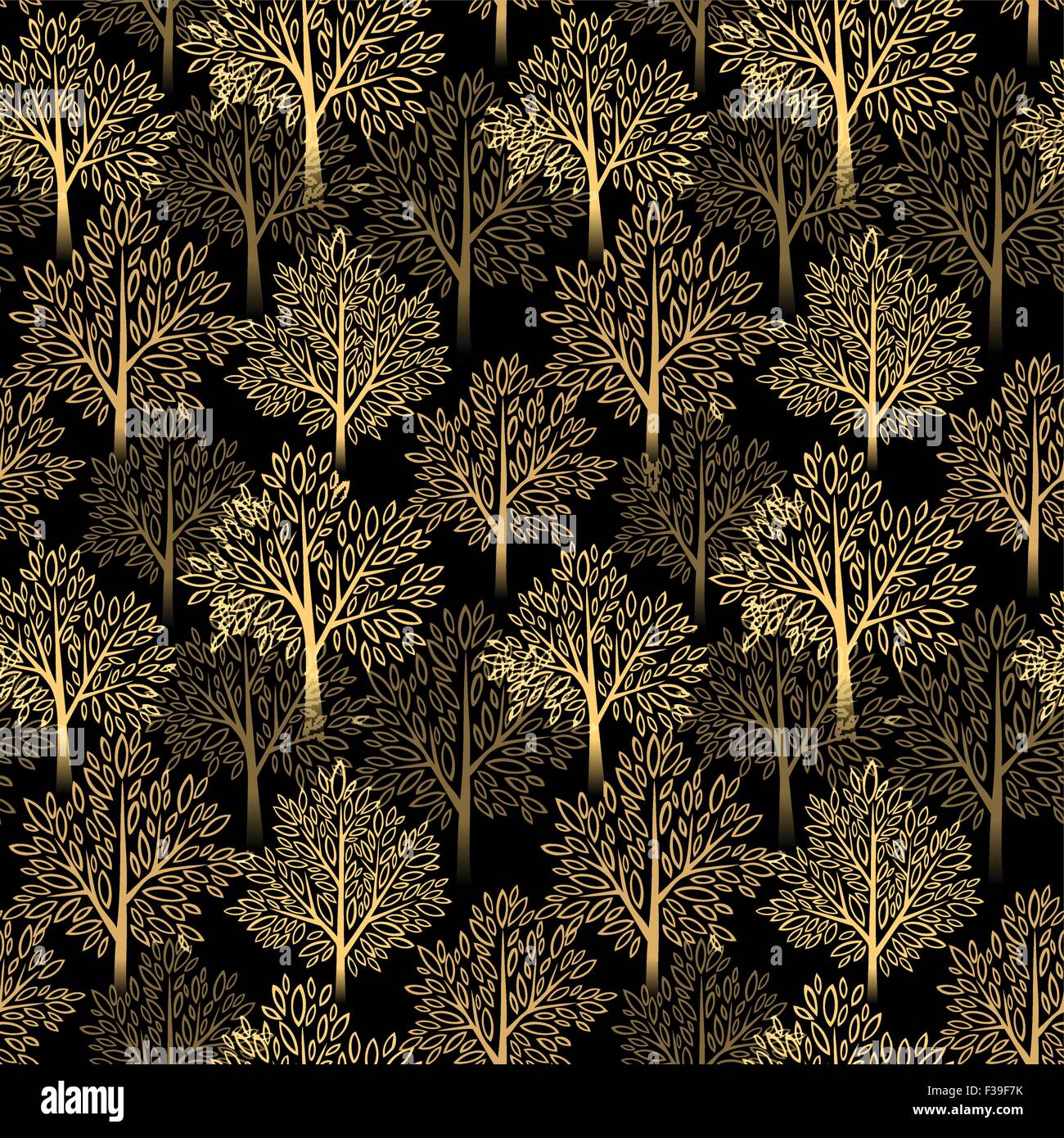 Fall season background. Autumn tree seamless pattern. Vector ...