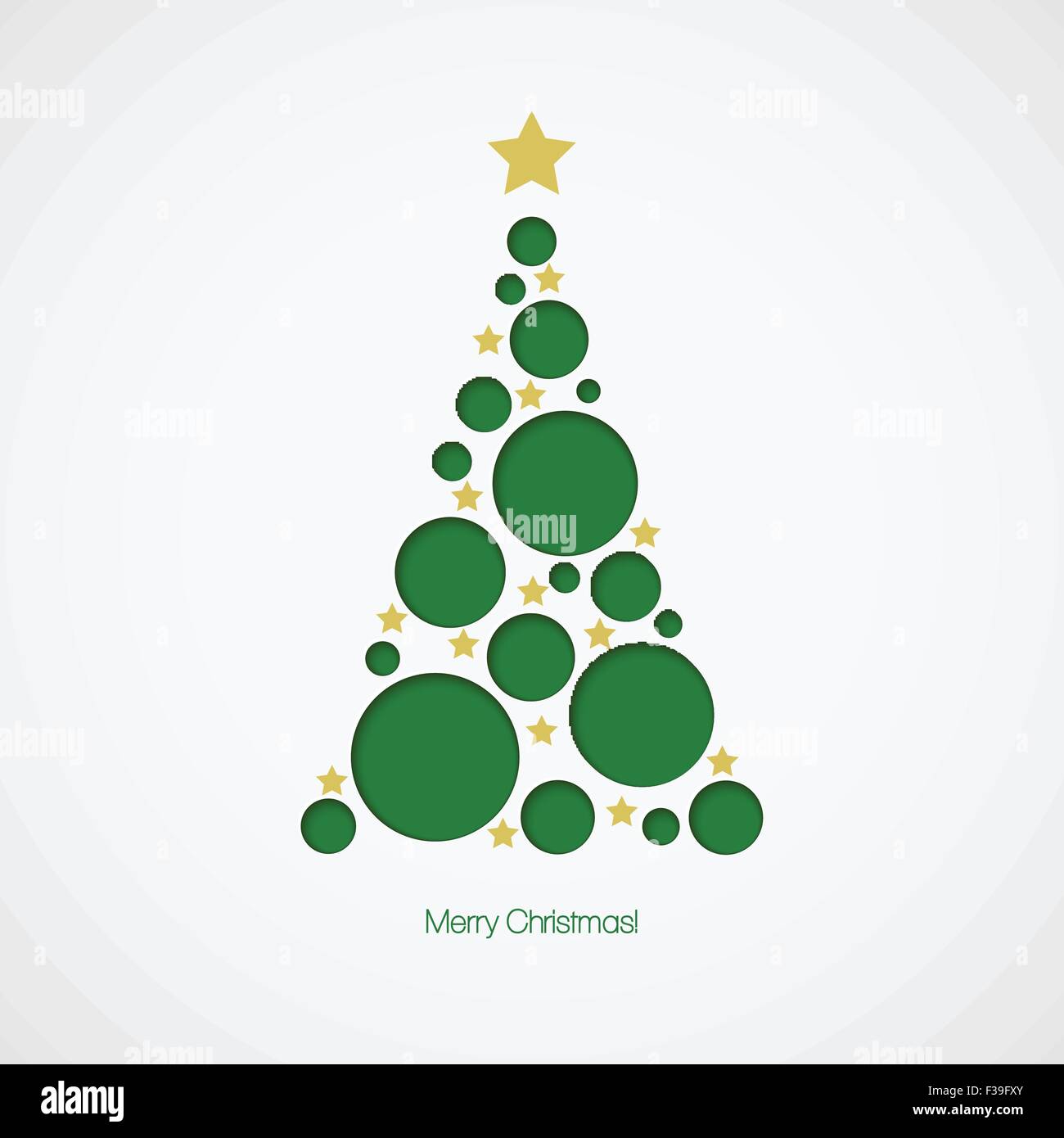 Christmas tree with dots and stars on white background. Vector ...