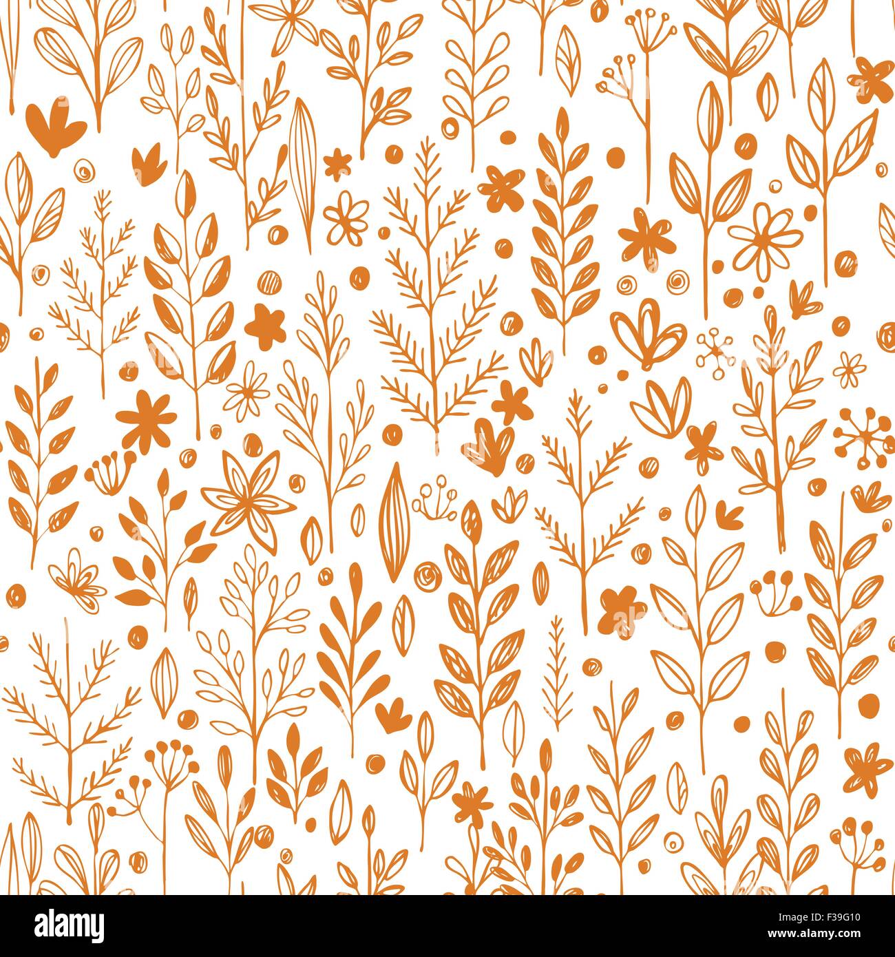 Seamless pattern, doodling fall grass design. Vector illustration Stock ...