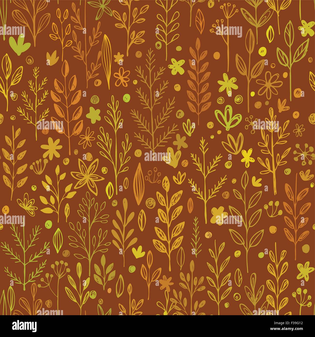 Seamless pattern, doodling fall grass design. Vector illustration Stock ...