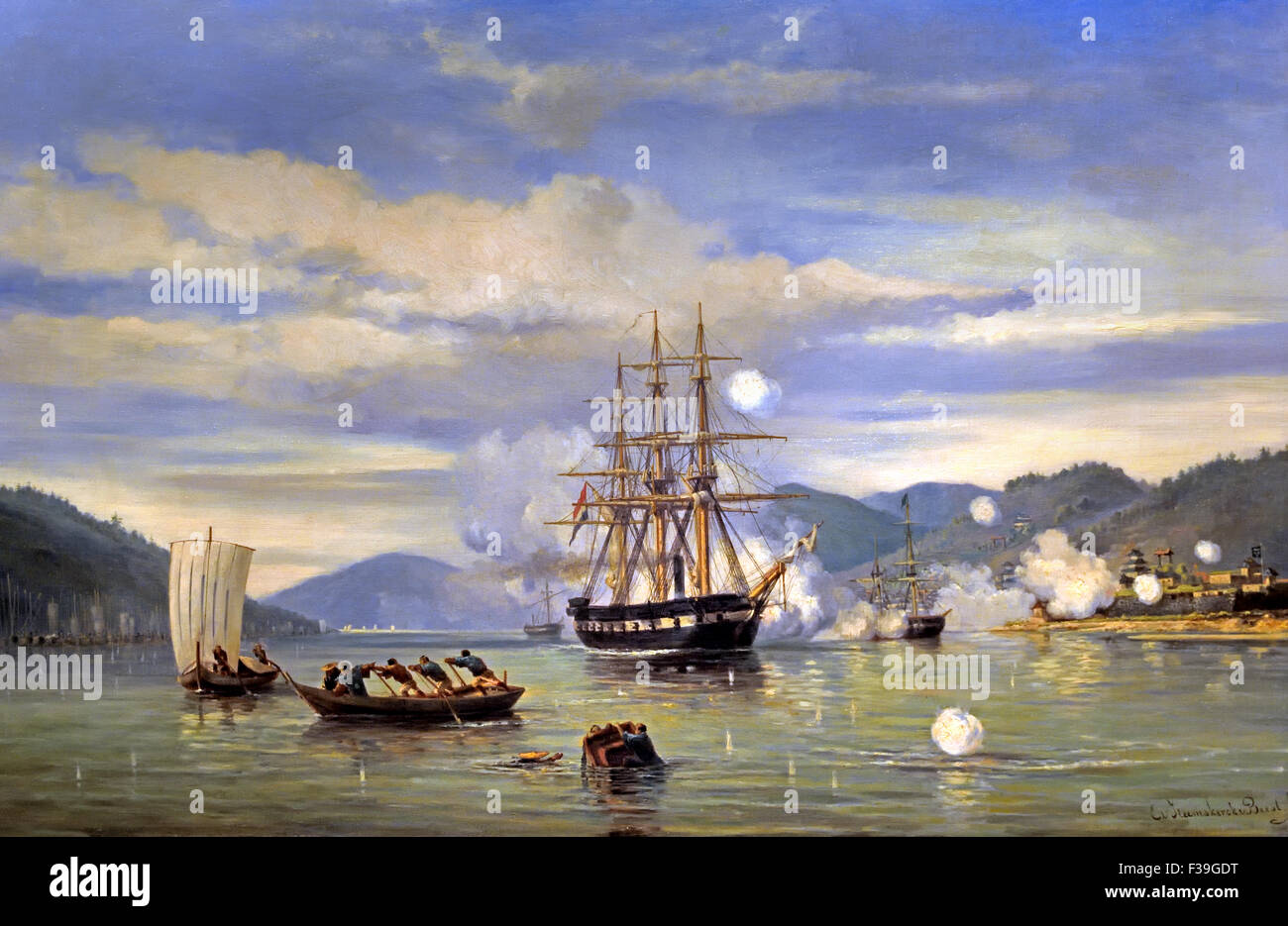 HNLMS Steam Warship Medusa Forcing Passage through the Shimonoseki ...