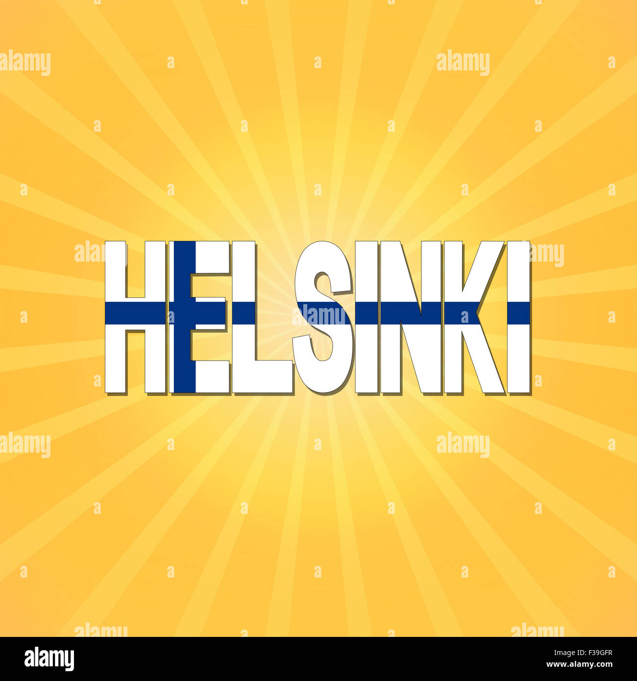 Helsinki flag text with sunburst illustration Stock Photo - Alamy