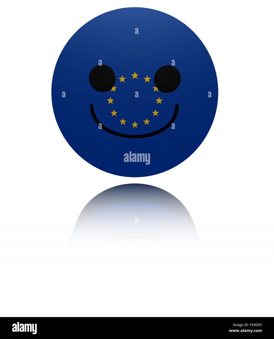 EU happy icon with reflection illustration Stock Photo - Alamy