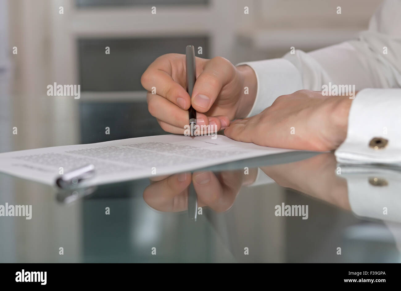 Paperwork businessman working on contract hi-res stock photography and ...