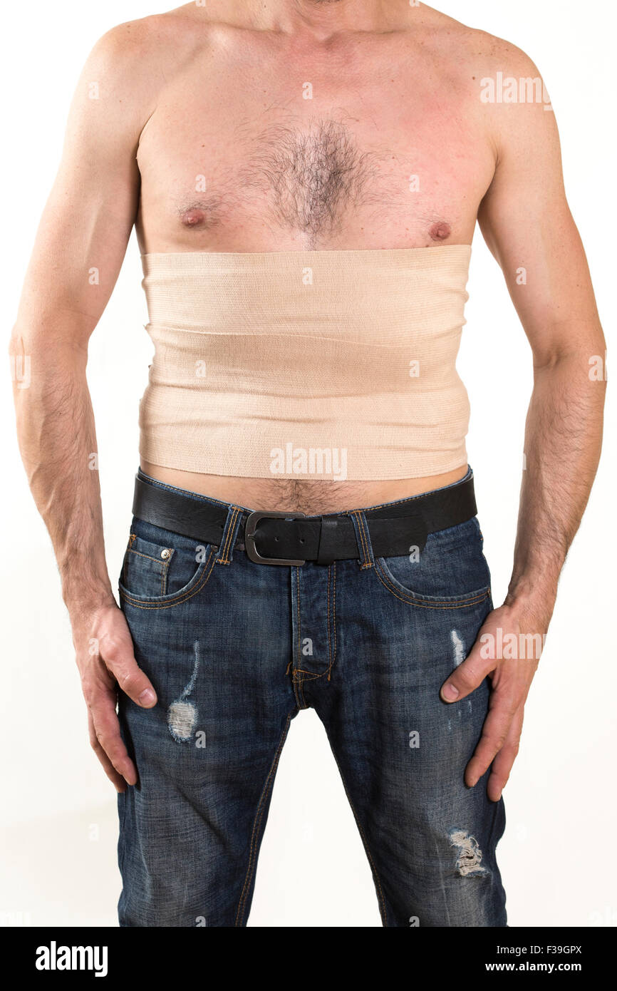 Banded abdomen of a wounded man Stock Photo - Alamy
