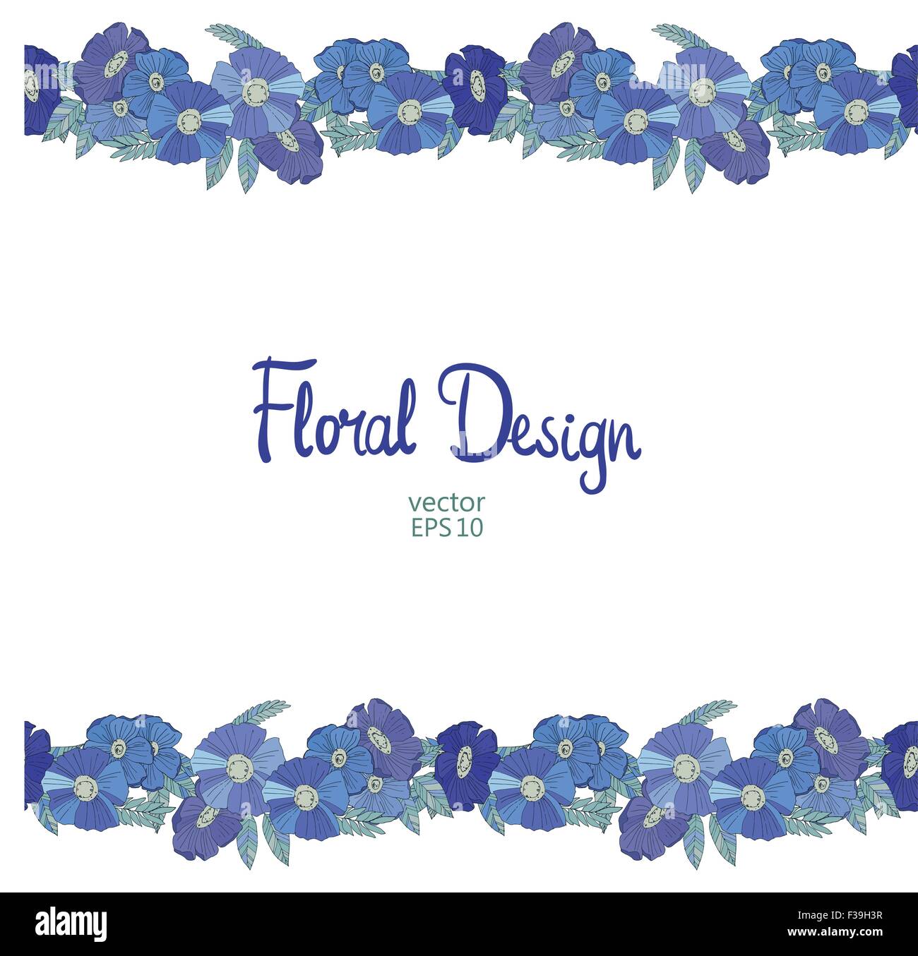 Blue floral border made with wildflowers Stock Vector Image & Art - Alamy