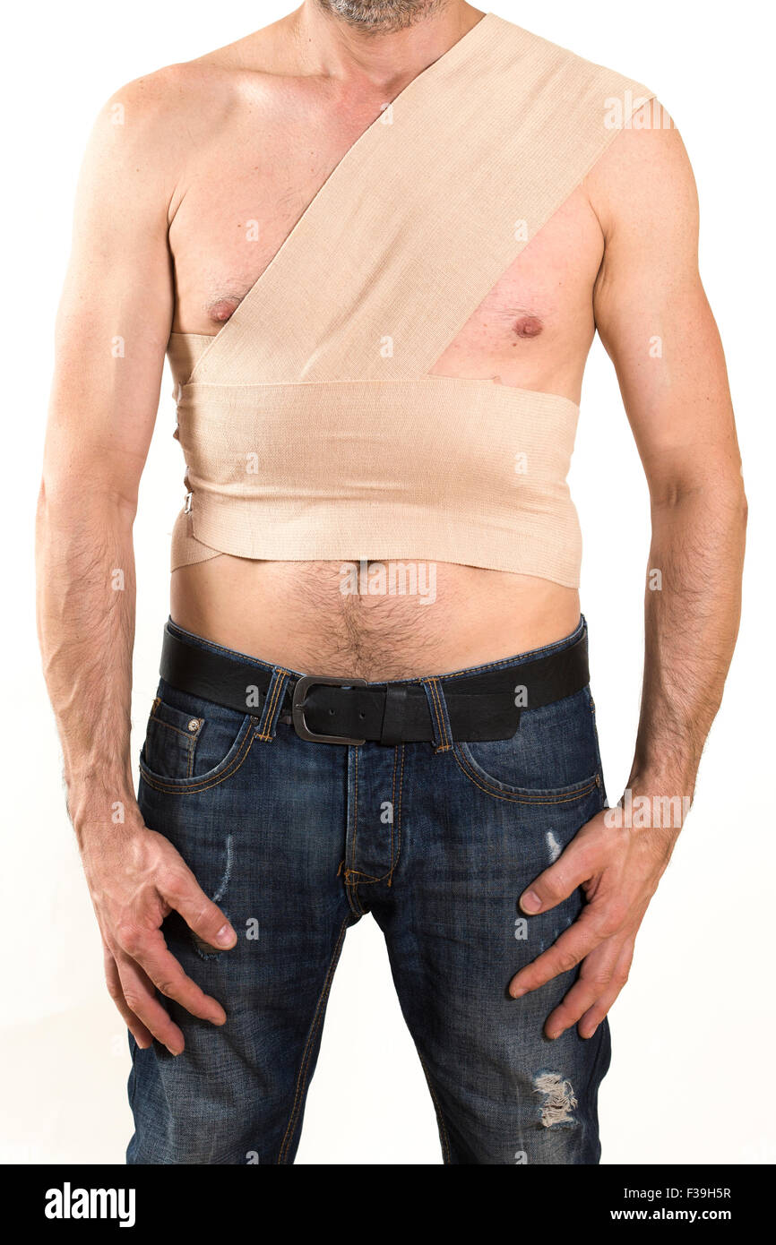 Banded abdomen of a wounded man Stock Photo - Alamy