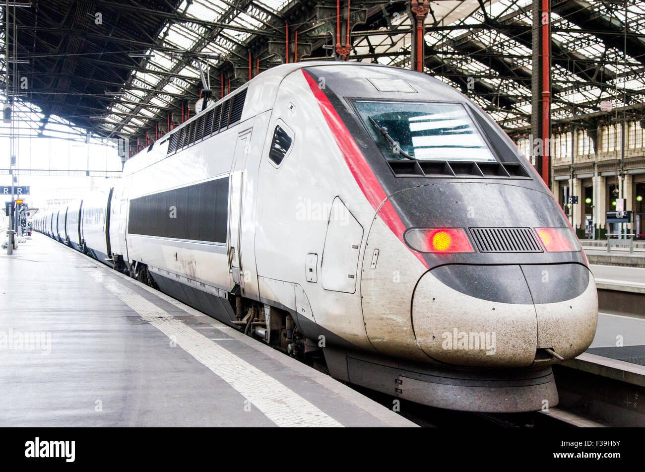 One high-speed train on a railway station Stock Photo - Alamy