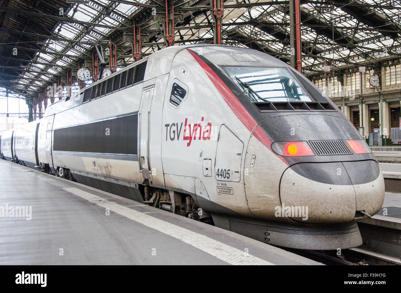 One high-speed train on a railway station Stock Photo - Alamy