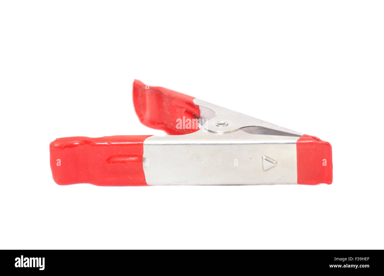 Metal spring clamp isolated on white Stock Photo - Alamy