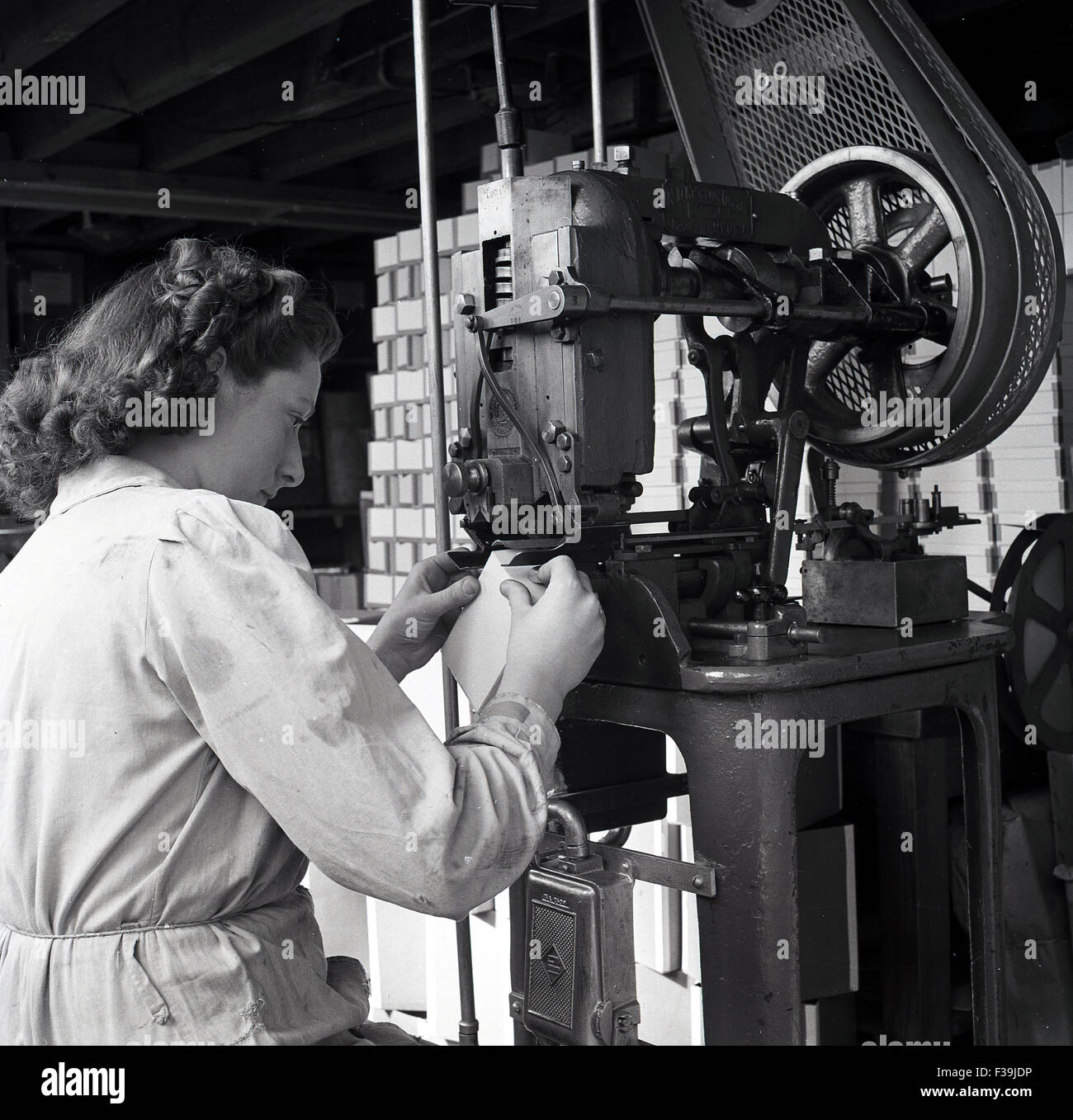 1950s, historical, young female factory operative at work Stock Photo ...